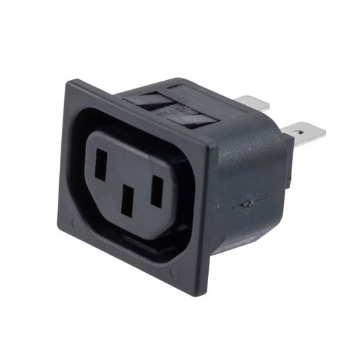 AC PEM 320-2-2/F IEC Inlet Connector, Snaps into 1.0 mm panel Mount, 6. ...