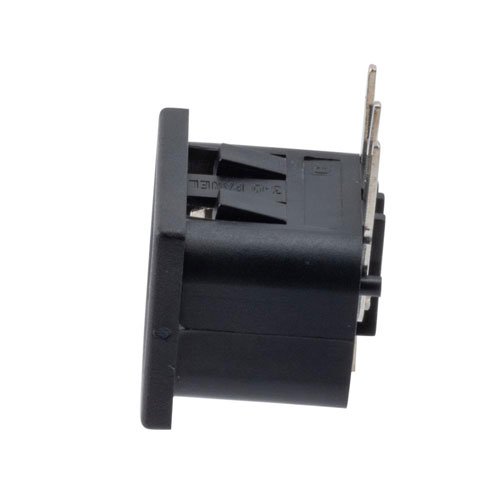 AC PEM C14, 3mm Panel Snap-In, Thru-hole PCB, Right Angle