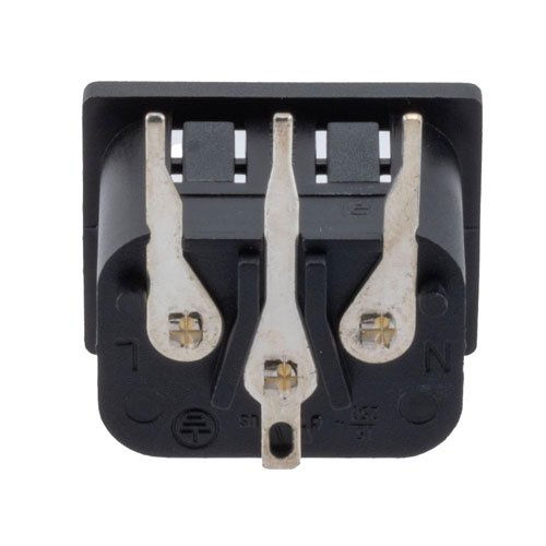AC PEM C14, 3mm Panel Snap-In, Thru-hole PCB, Right Angle