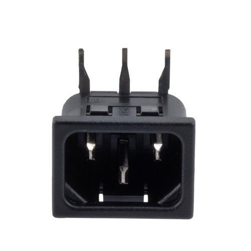 AC PEM C14, 3mm Panel Snap-In, Thru-hole PCB, Right Angle