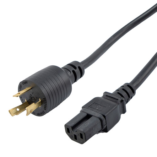 NEMA L5-20P to C15 Power Cord, 15 A, 3 feet, Black