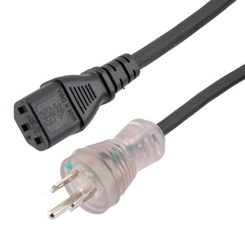 Hospital Grade NEMA 5-15 with LED to C13 Coiled Power Cord, TPE Jacket ...