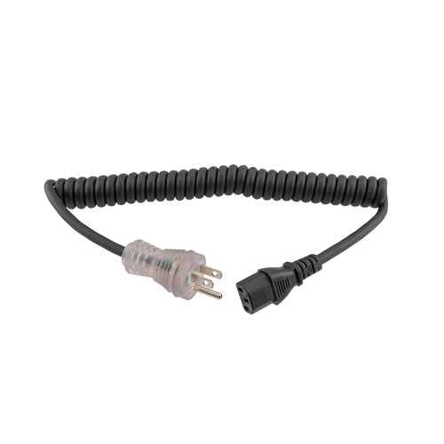 Hospital Grade NEMA 5-15 with LED to C13 Coiled Power Cord, TPE Jacket ...