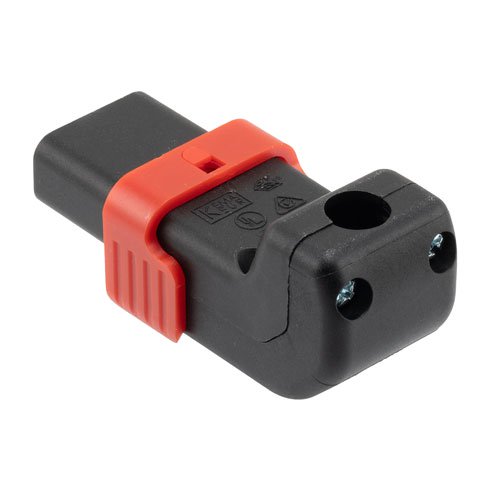 Locking IEC C13 Field-Term Connector, Downward Angle