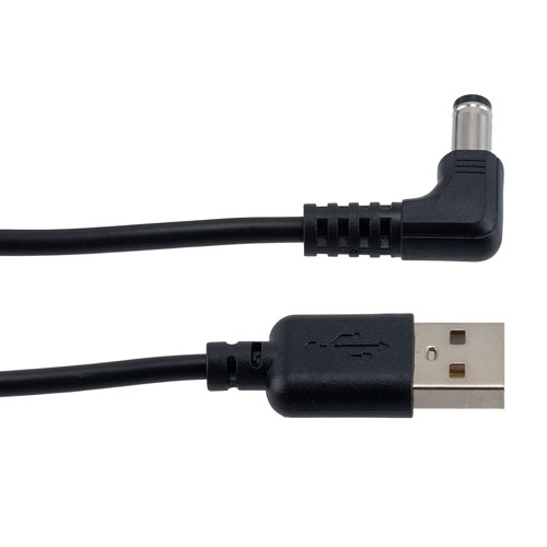DC Power Cable, USB To Right Angle 5.5mm/2.1mm Male, PVC, Black, 24 AWG ...